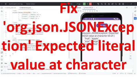 how to fix org json jsonexception expected literal value at