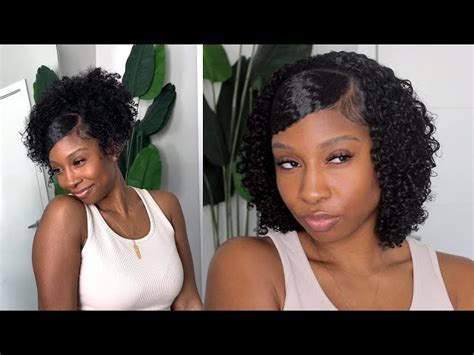 Black Curly Hair With Side Bangs