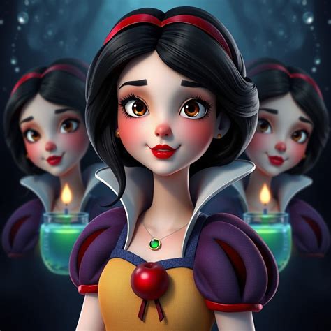 Snow White A Girl With Snow White Skin Red Apple Like Lips And Night