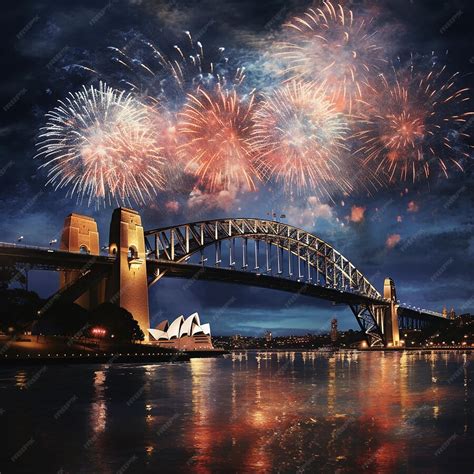 Fireworks Over Sydney Harbour Bridge And Sydney Harbour Bridge