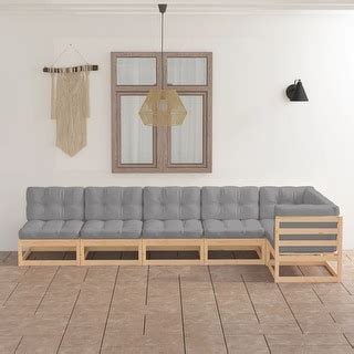 Vidaxl 6 Piece Patio Lounge Set With Cushions Solid Wood Pine Bed