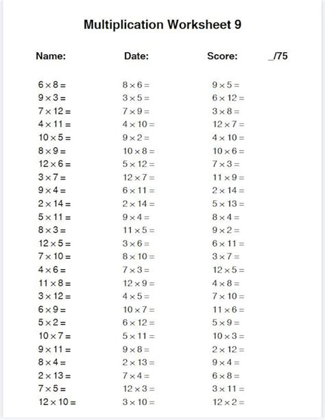 Multiplication Practice Worksheets 10 Printable Math Sheets Pdf