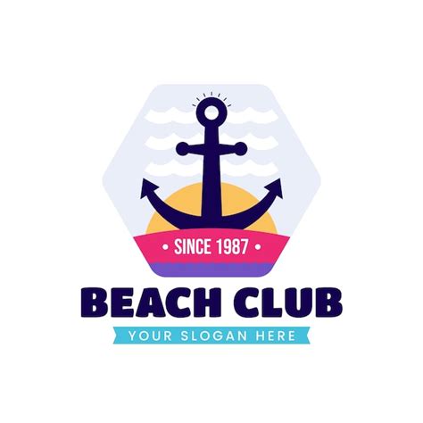 Free Vector Flat Design Beach Club Logo Template