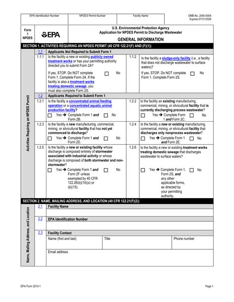 Npdes Form 1 Epa Form 3510 1 Fill Out Sign Online And Download