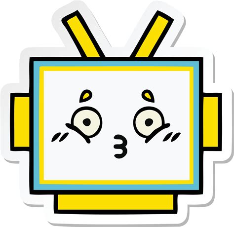 Sticker Of A Cute Cartoon Robot Head 9870927 Vector Art At Vecteezy