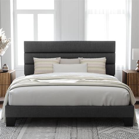 Brandclub Allewie King Bed Frame Platform Bed With Fabric Upholstered