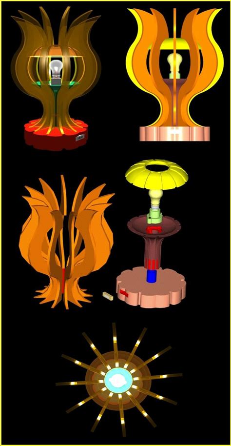 Projeto Em 3d De Um Abajour Estilo Flor Cujas Pétalas Que Podem Ser Em Acrílico Incolor Se