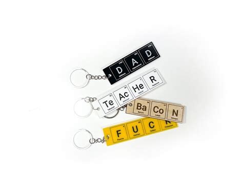 Custom Periodic Table Element Name Keyring Backpack Clip