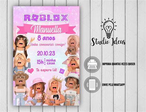 Convite Digital Roblox Menina Elo7 Produtos Especiais