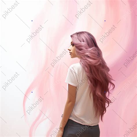 Girl With Beautiful Long Pink Hair Backgrounds Png Free Download