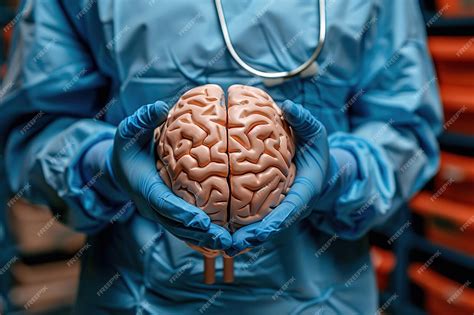 Premium Photo Neurosurgeon Holding Model Brain Explaining Surgery
