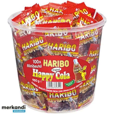 Haribo Happy Cola Mini Packets 100 Pack Refreshing Cola Flavor Gummies