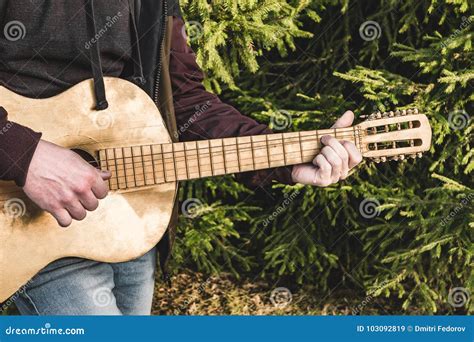 Musician With Guitar On The Grass Stock Image Image Of Folk Grass 103092819