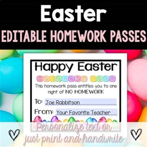 Easter Homework Passes By Thriving Teacher Inc Tpt