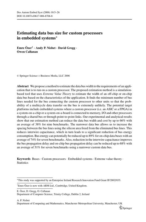 Pdf Estimating Data Bus Size For Custom Processors In Embedded Systems