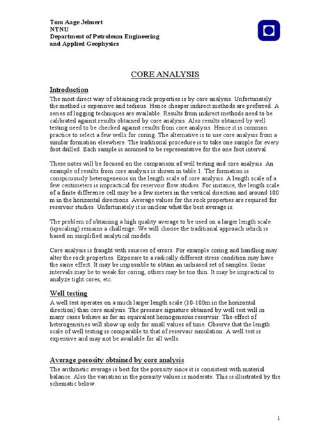 Core Analysis Download Free Pdf Average Logarithm