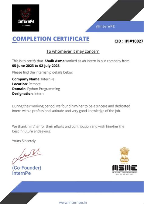 Happy To Share That This Is My Internship Course Completion Certificate