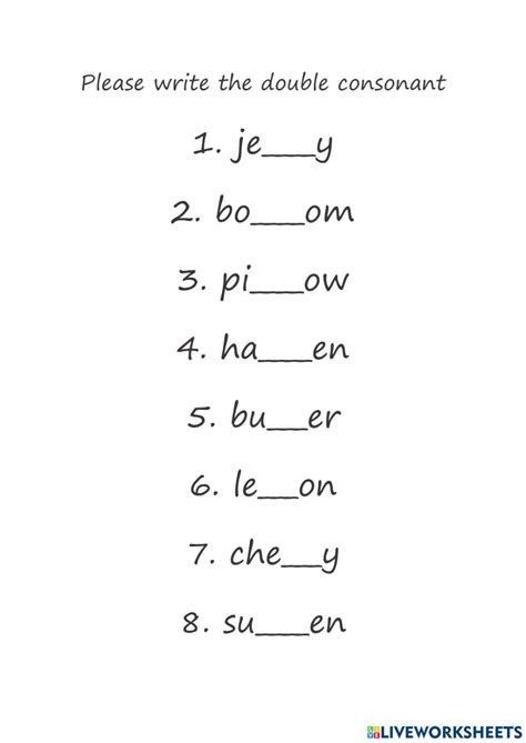 Double Consonant Free Interactive Worksheets 1005208