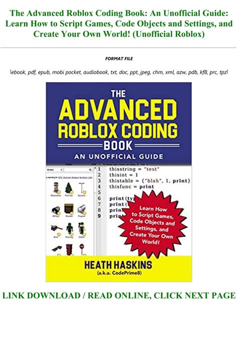 Download Ebook The Advanced Roblox Coding Book An Unofficial Guide Learn How To Script