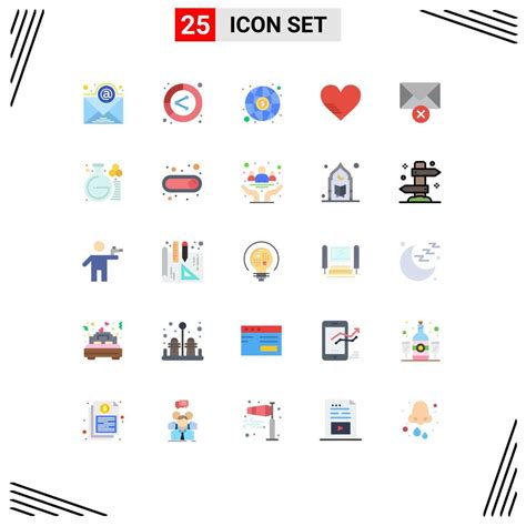 Set Of 25 Vector Flat Colors On Grid For Message Delete Global Favorite Love Editable Vector