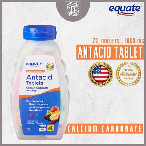 Equate Antacid Tablets 1000mg 72 And 160 Chewable Tablets Lazada Ph
