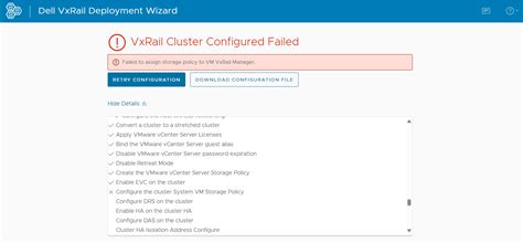 Dell Vxrail Failed To Assign Storage Policy To Vm Vxrail Manager