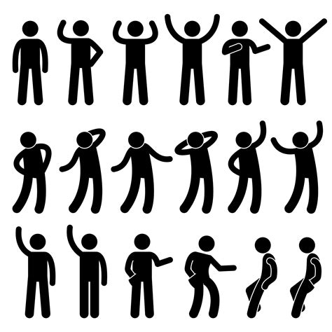Stick Figure Stickman Stick Man People Person Poses Postures Emotions