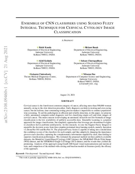 pdf ensemble of cnn classifiers using sugeno fuzzy integral technique