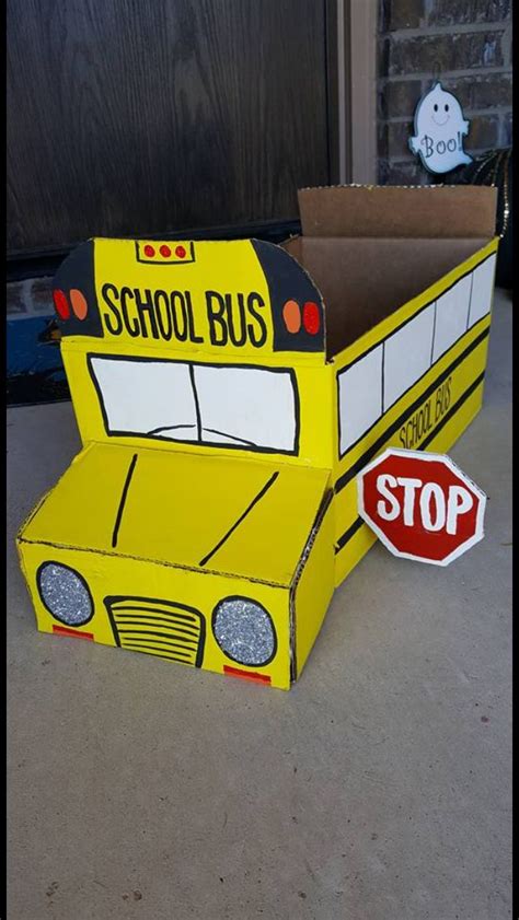 Toy Car Parade Cardboard School Bus And Stop Sign Box Car Project