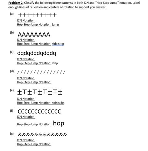 Problem 2 Classify The Following Frieze Patterns In