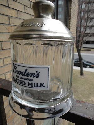 Vintage C1920 Bordens Glass Labelled Malted Milk Jar 155996572