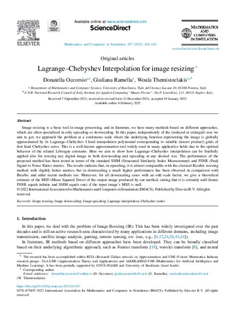 Pdf Lagrange Chebyshev Interpolation For Image Resizing