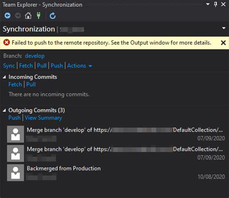 Git Visual Studio 2019 Error Encountered While Pushing To The Remote