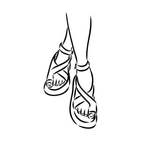 Strap Sandal Outline Drawing Royalty Free Vector Image