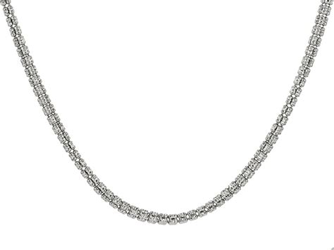 Rhodium Over Sterling Silver 4mm Ghiaccio Diamond Cut Bead 16 Inch