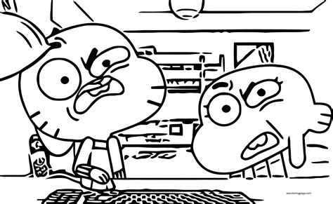 What This Gumball Darwin Keyboard Coloring Page