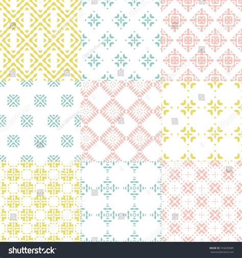 Set Nine Vector Seamless Geometrical Patterns Stock Vector Royalty