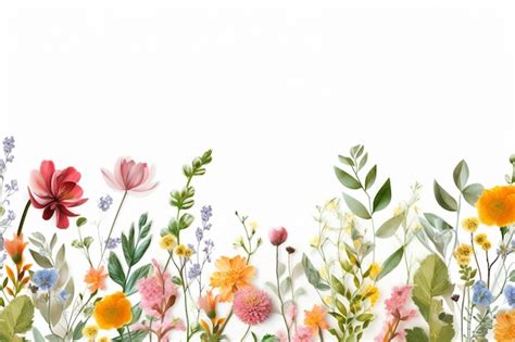 Premium Ai Image Lovely Spring Flowers And Leaves On White Background