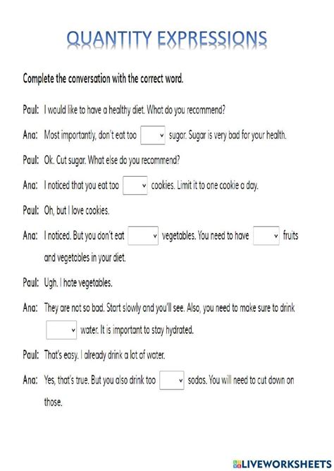 Quantity Expressions Interactive Worksheet Live Worksheets
