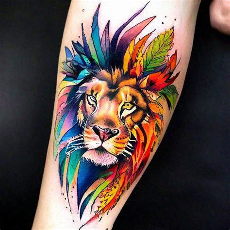 Colourful Lion Tattoo