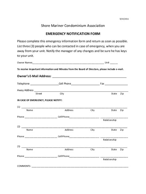 Fillable Online Emergency Notification Formpdf Fax Email Print Pdffiller