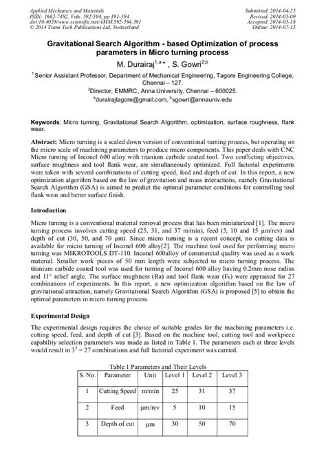 gravitational search algorithm based optimization of process parameters in micro turning