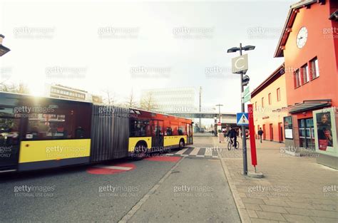 Public Bus Arriving At The Bus Terminal Of Dornbirn City Train Station