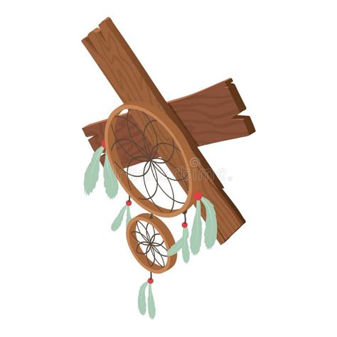 Dream Catcher Icon Isometric Vector Traditional Indian Amulet And