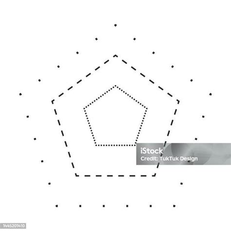 미취학 아동 유치원 및 몬테소리 어린이 사전 작성 그리기 및 절단 연습 활동을 위한 오각형 모양 기호 점선 및 점선 요소 추적 0명에 대한 스톡 벡터 아트 및 기타 이미지