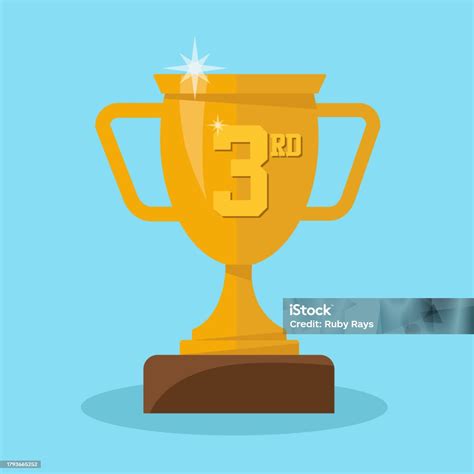Third Place Trophy Gold 3rd Place Vector Illustration Stock