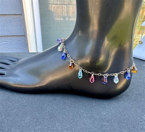 Swarovski Crystal Drop Anklet Etsy