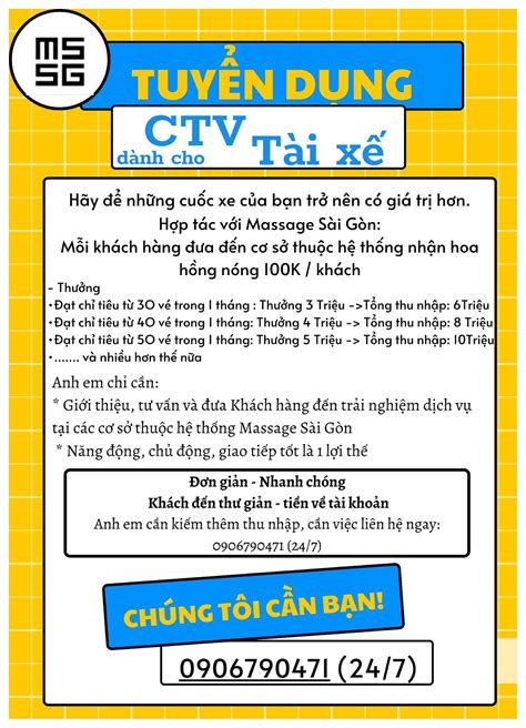 Hệ Thống Massage Saigon Tuyển Dụng Ctv Thu Nhập Cao