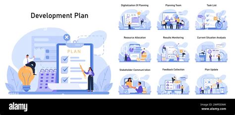 Development Plan Set Professionals Navigate Project Phases Digitalization Team Collaboration