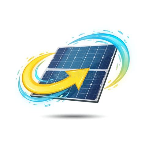 Illustration Featuring A Solar Panel With A Large Curved Yellow Arrow